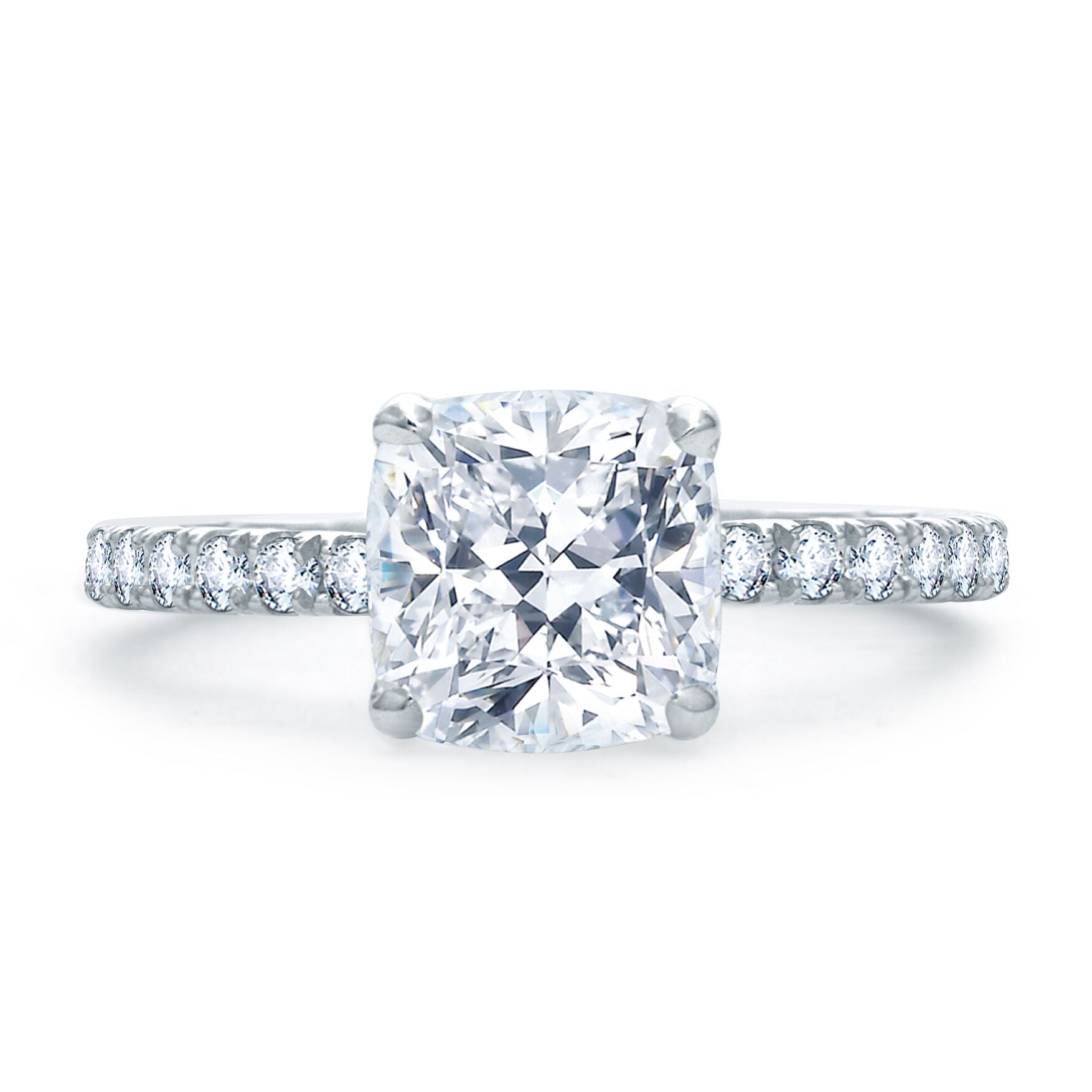 Cushion Cut Ultra Thin Diamond Band Engagement Ring -Platinum – Jackson ...