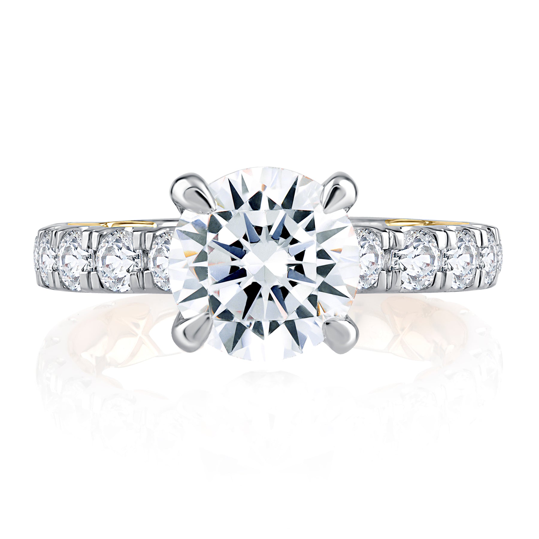 Large Diamond Band Engagement Ring with Round Center – Jackson Jewelers