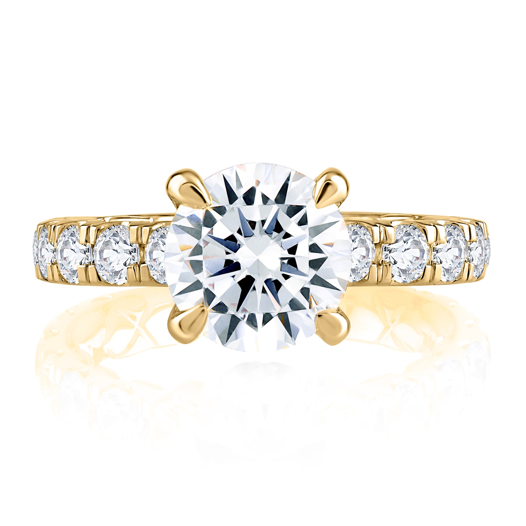 Large Diamond Band Engagement Ring with Round Center – Jackson Jewelers