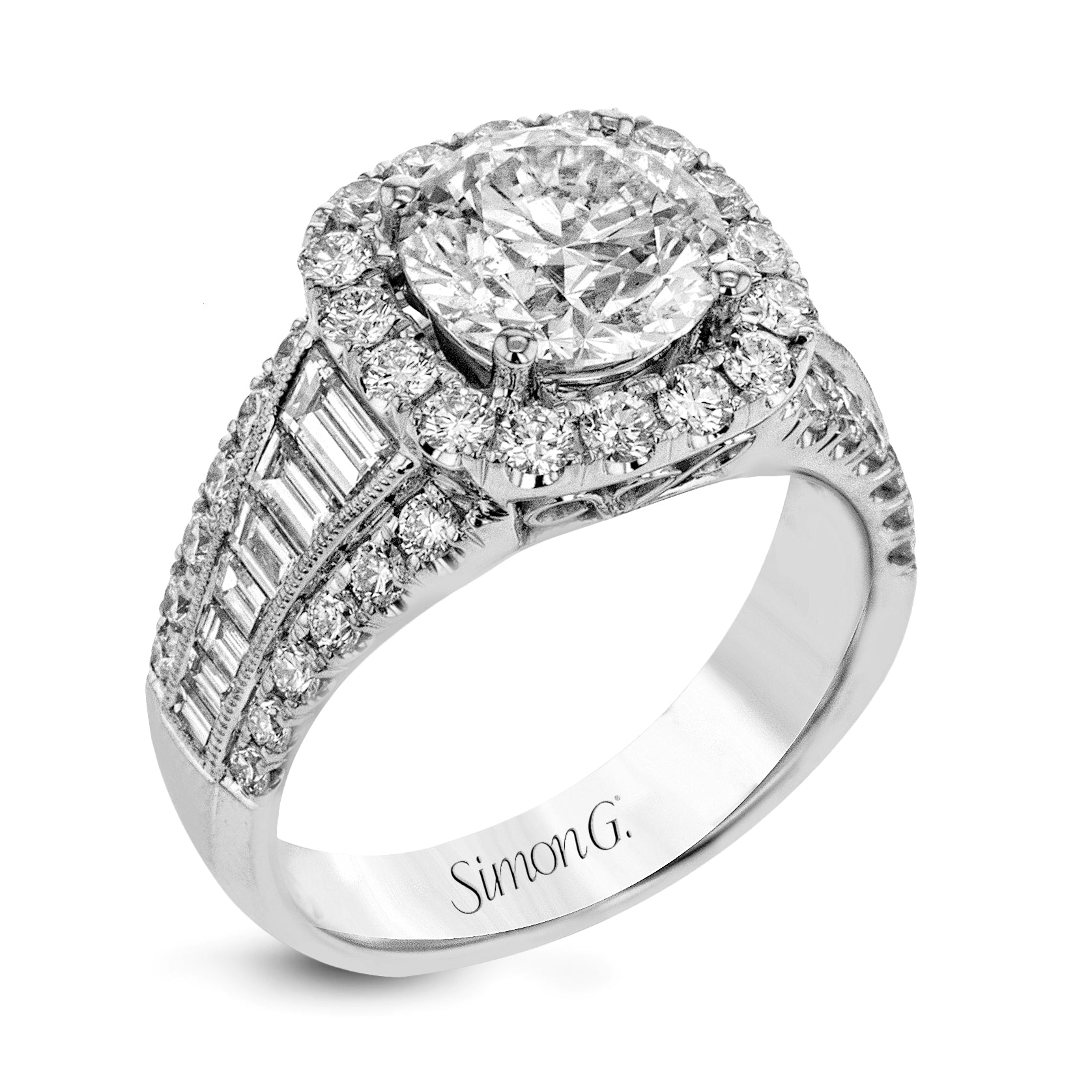 Wide Band Diamond Halo Engagement Ring – Jackson Jewelers